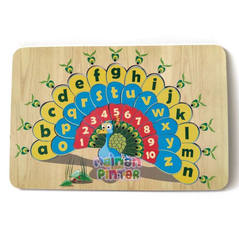 Promo Mainan Kayu Pintar Puzzle Kayu Merak Alfabet Kualitas SNI Diskon ...