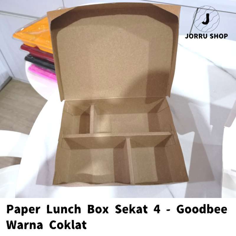 Jual PAPER LUNCH BOX 4 SEKAT - TRAY LUNCH BOX 4 SEKAT - Coklat di ...