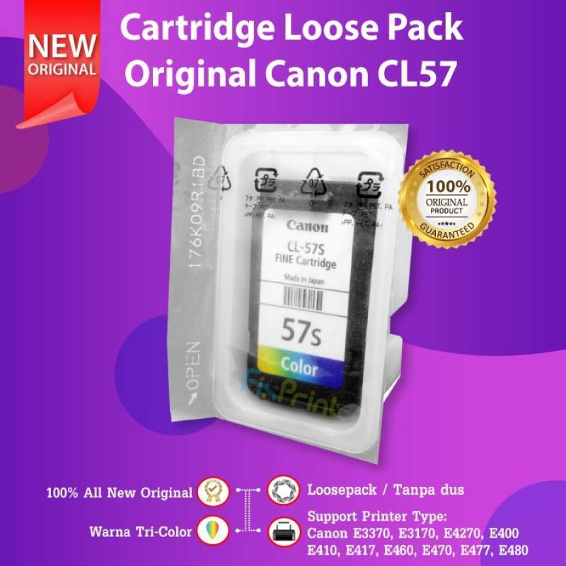 Promo Cartridge Original Loose Pack Canon CL57s CL57 Small Printer E400 ...