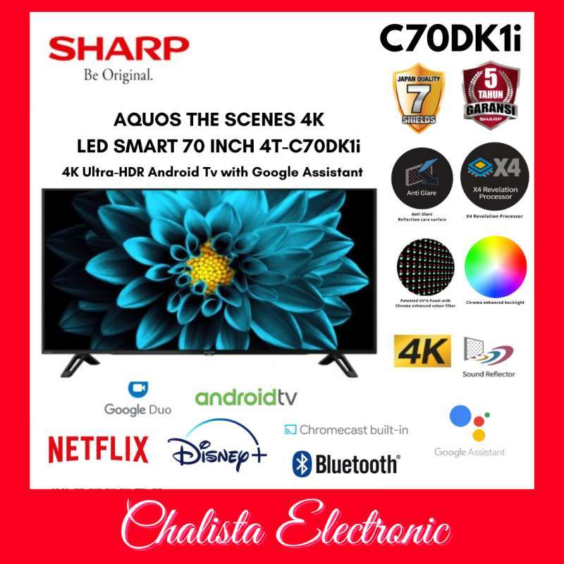 Promo SHARP LED SMART ANDROID TV AQUOS 4T C70DK1X 70 INCH UHD 4K HDR ...