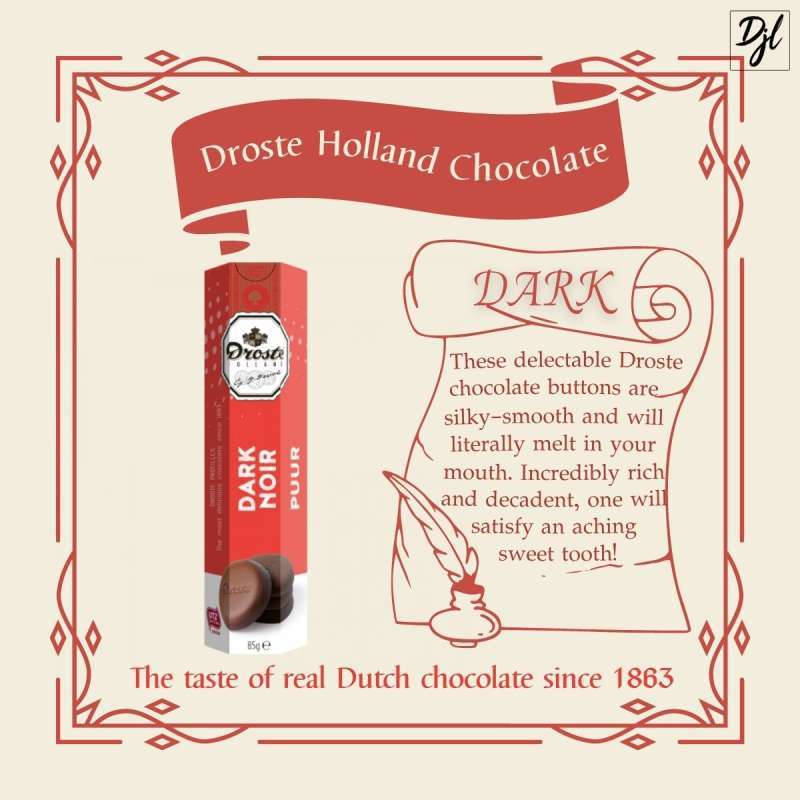 Jual Droste Holland Chocolate Pastilles Cokelat 1 Pcs, Spesifikasi Dark ...