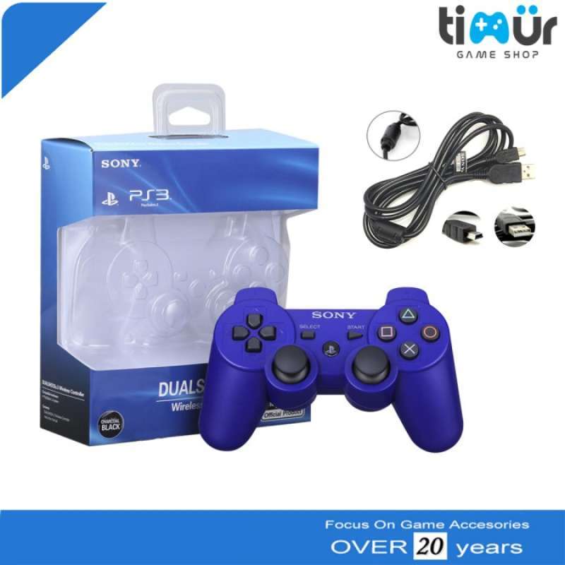 Promo Stik Stick PS3 Wireless Ori Original Pabrik Warna Biru + Charger ...