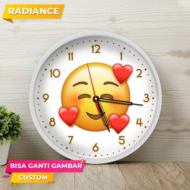 Jual Jam dinding Emoji bisa custom mesin sweep ada kaca - Sweep Senyap ...