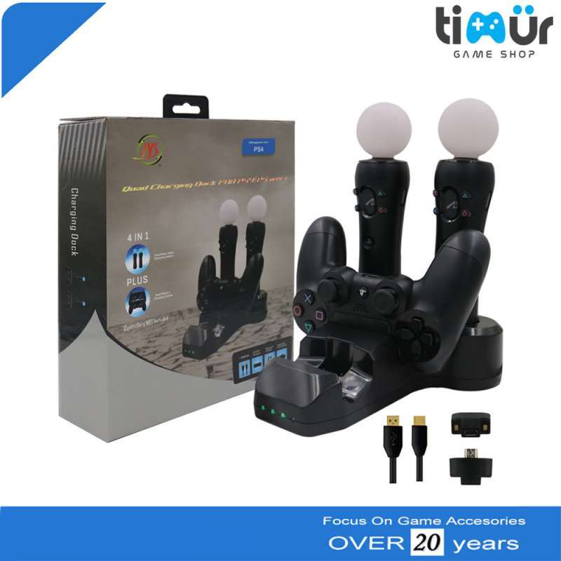 Promo Quad Charging Station Dock Stik Stick PS4 Move Motion Controllers ...