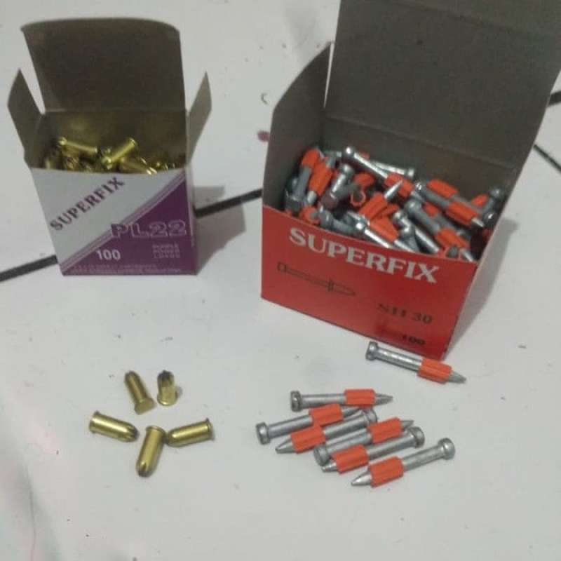Promo Superfix Paku Ramset Dan Mesiu 100Pc - Paku Tembak Plafon ...