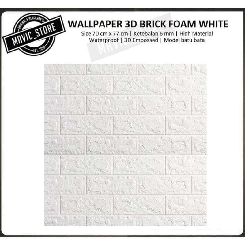 Jual WALLPAPER 3D ZT0101 BRICK FOAM WHITE WALLPAPER DINDING BATU BATA ...