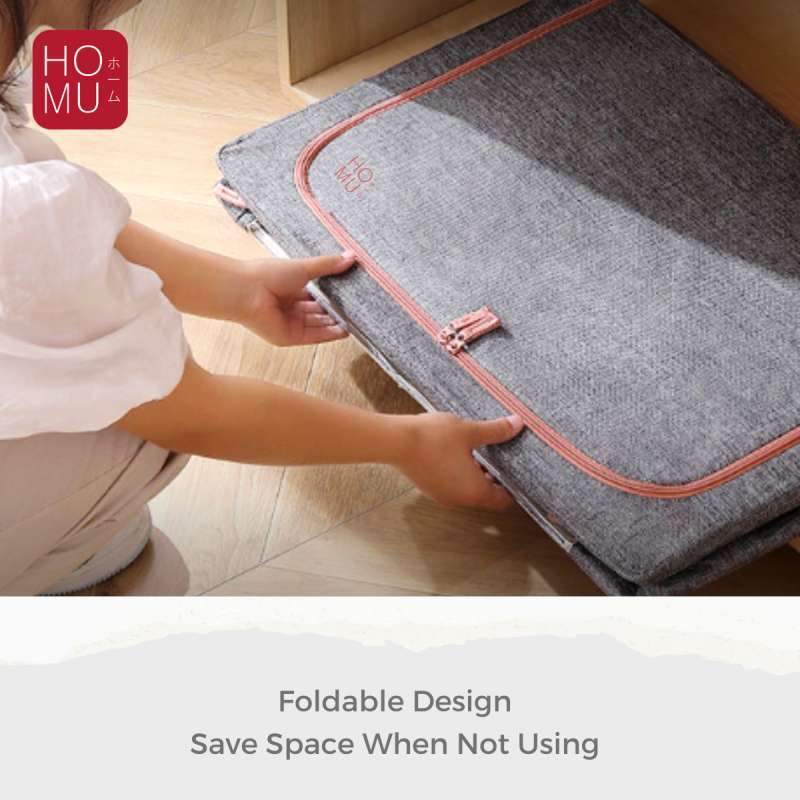 Promo Homu Honuno Large Canvas Storage Box With Steel Frames 66l Rangka ...
