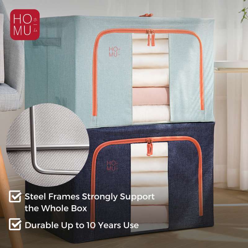 Promo Homu Honuno Large Canvas Storage Box With Steel Frames 66l Rangka ...