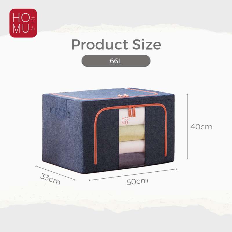 Promo Homu Honuno Large Canvas Storage Box With Steel Frames 66l Rangka ...