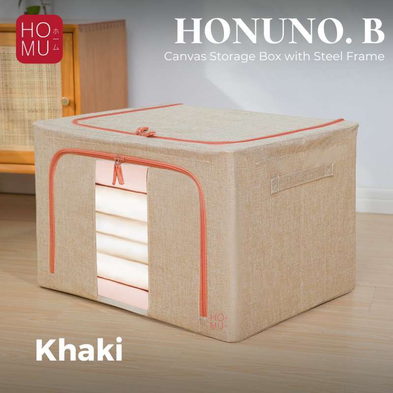 Promo Homu Honuno Large Canvas Storage Box With Steel Frames 66l Rangka ...