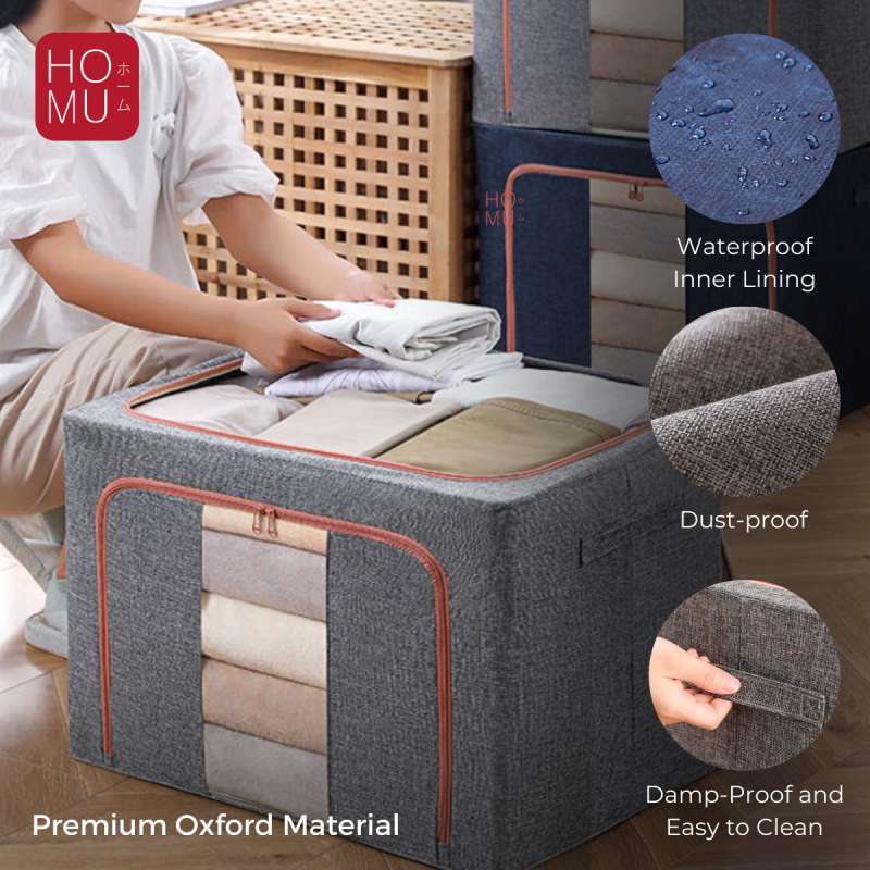 Promo Homu Honuno Large Canvas Storage Box With Steel Frames 66l Rangka ...