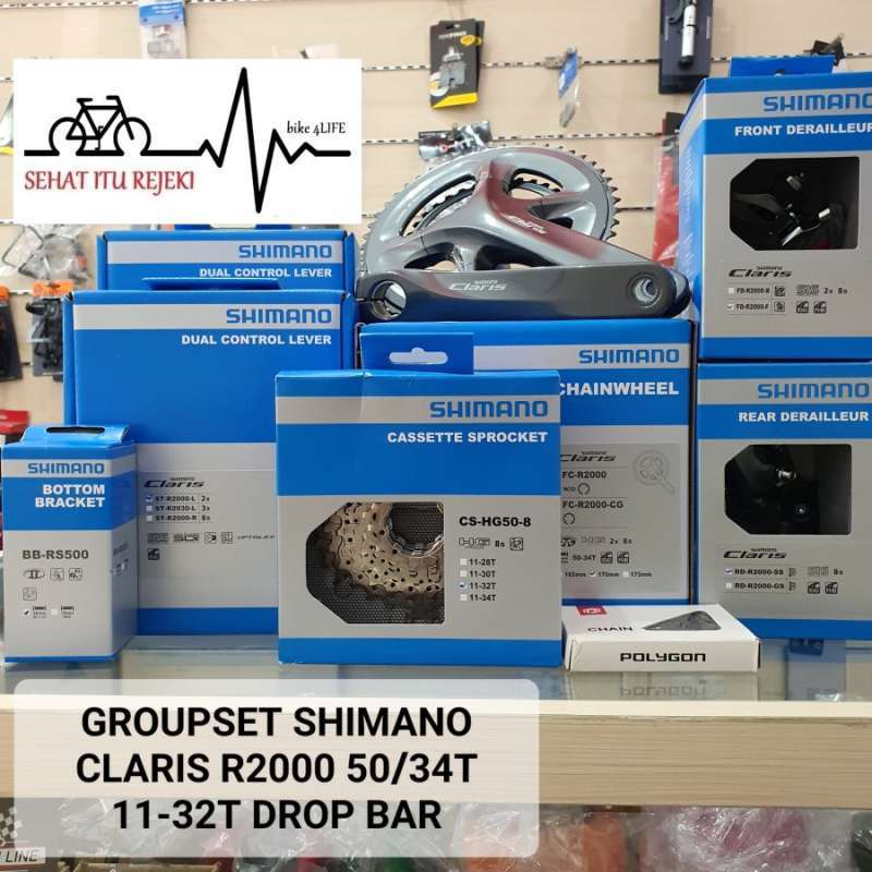 Jual Groupset Shimano Claris R2000 2x8 Speed 50-34t Grupset Drop Bar ...