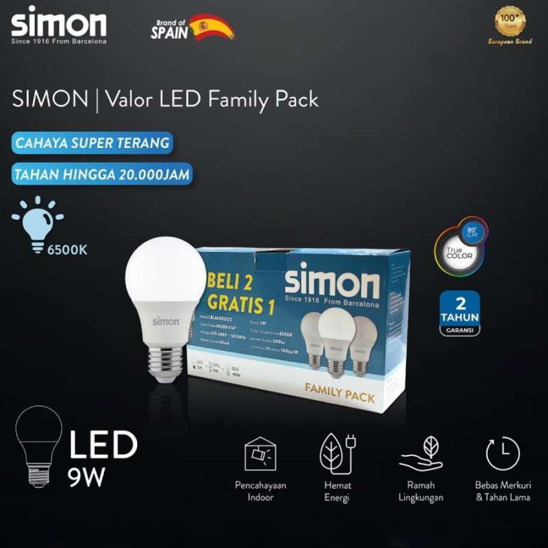 Promo Lampu Simon Family Pack 9 Watt (Beli 2 Gratis 1) Diskon 10% di ...