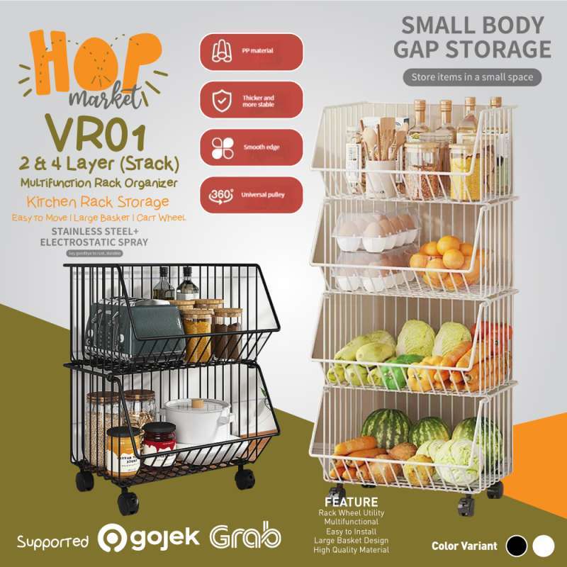 Jual HOP VR01 Rak Dapur Roda Tingkat Organizer Serbaguna Tempat ...