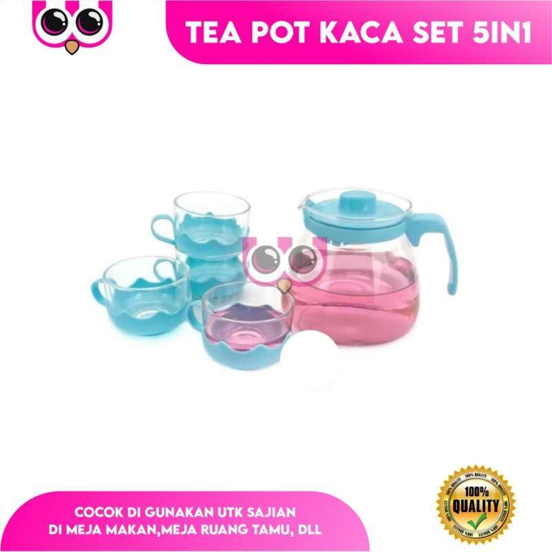 Jual TEA POT KACA SET 5IN1 / TEAPOT / GELAS TEH KACA di Seller ...
