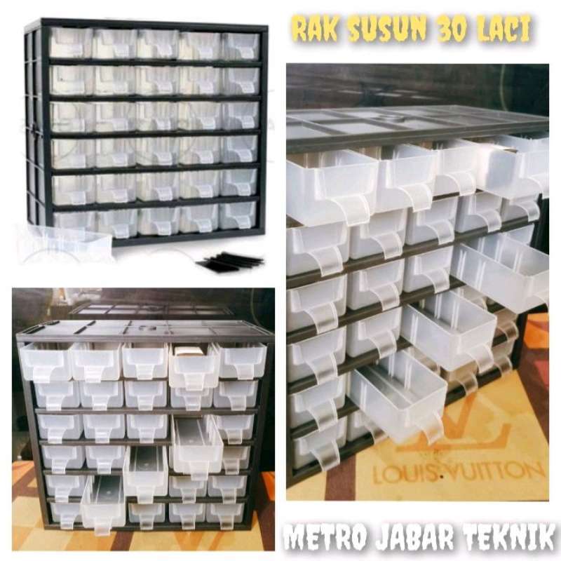 Jual Rak Susun 30 Laci Rakko plastic Lemari Tools penyimpanan komponen ...