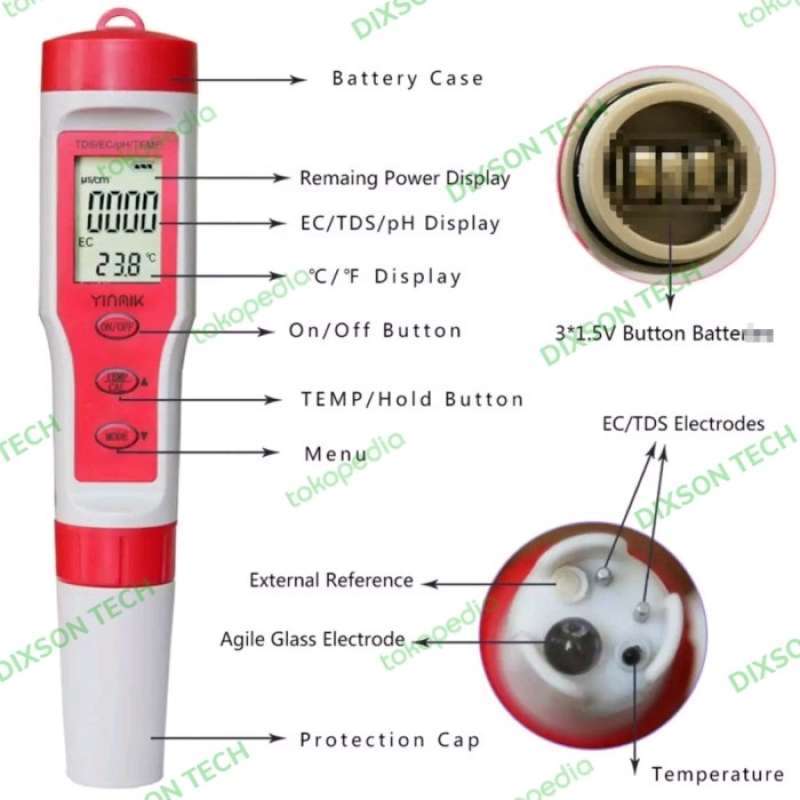 Jual Alat Ukur Digital Kualitas Air Ph Tds Ec Temp Meter Ez9908 (ez ...