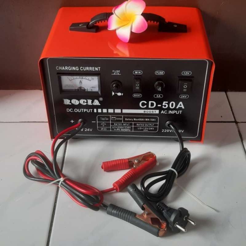 Promo Limited Carger Cas Aki Accu 12V - 24V 50 A Motor Mobil Rocia ...