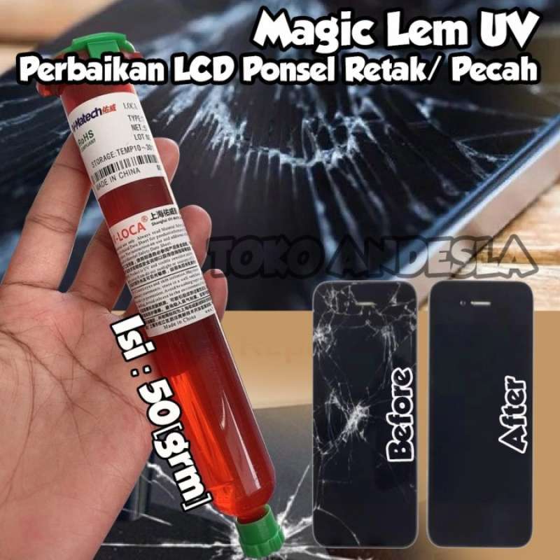 Promo Magic Lem UV Perbaikan LCD Touchscreen Retak, Tergores, Pecah Isi 50g - Multicolor Diskon ...