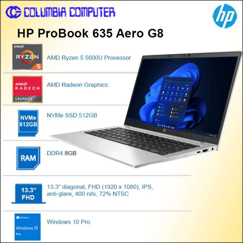 Jual Hp Probook 635 Aero G8 Notebook Pc R5-5600 8gb 512gb 13.3 Win10 ...