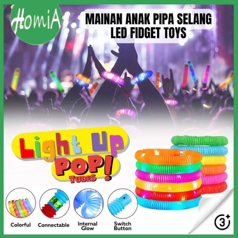 Promo Mainan Anak Viral Light Up Pop Pipes LED Stik Pipa Selang Fidget ...