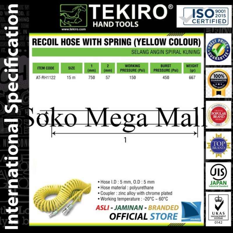Promo Selang Rekoil 15 Meter Selang Angin Ulir Kuning - Spiral Hose ...