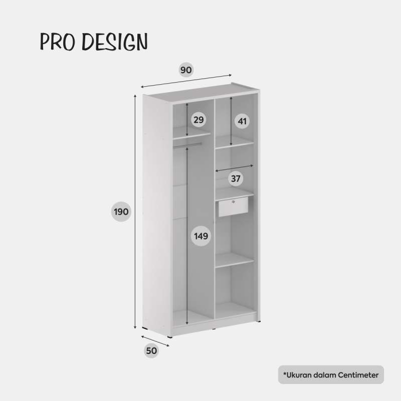 Promo Pro Design Volta Lemari Pakaian 2 Pintu - White Diskon 36% di ...