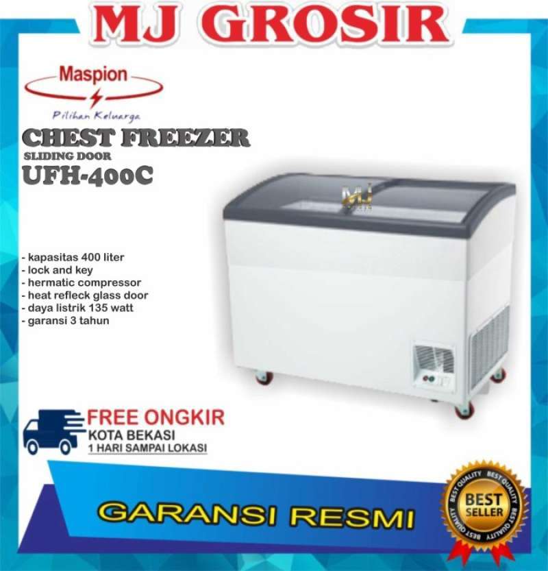 Promo MASPION UFH 400 C CHEST FREEZER BOX 400 LITER LEMARI PEMBEKU ...