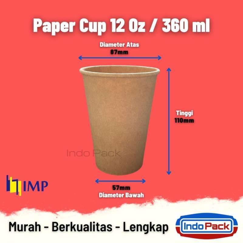 Jual Kraft Paper Cup 12 Oz / 360ml Hot @50 Pcs Cup Only Di Seller Indo Pack - Mulyorejo, Kota ...