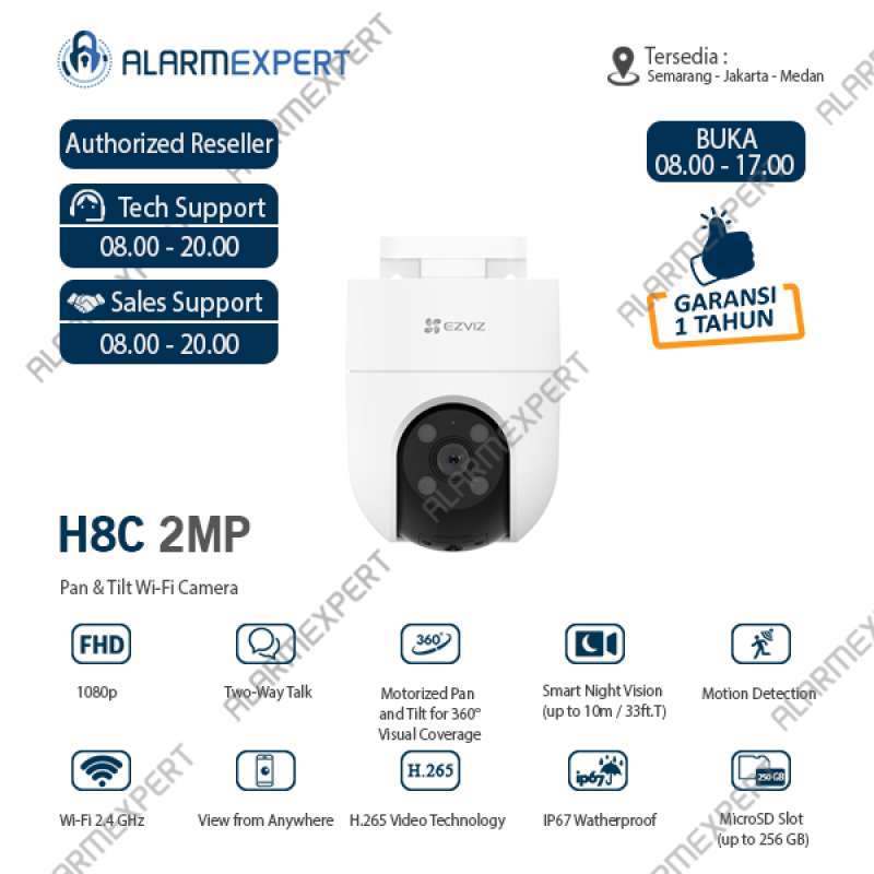 Jual IP Kamera CCTV EZVIZ Outdoor Pan & Tilt WiFi Color Night H8C 2MP ...