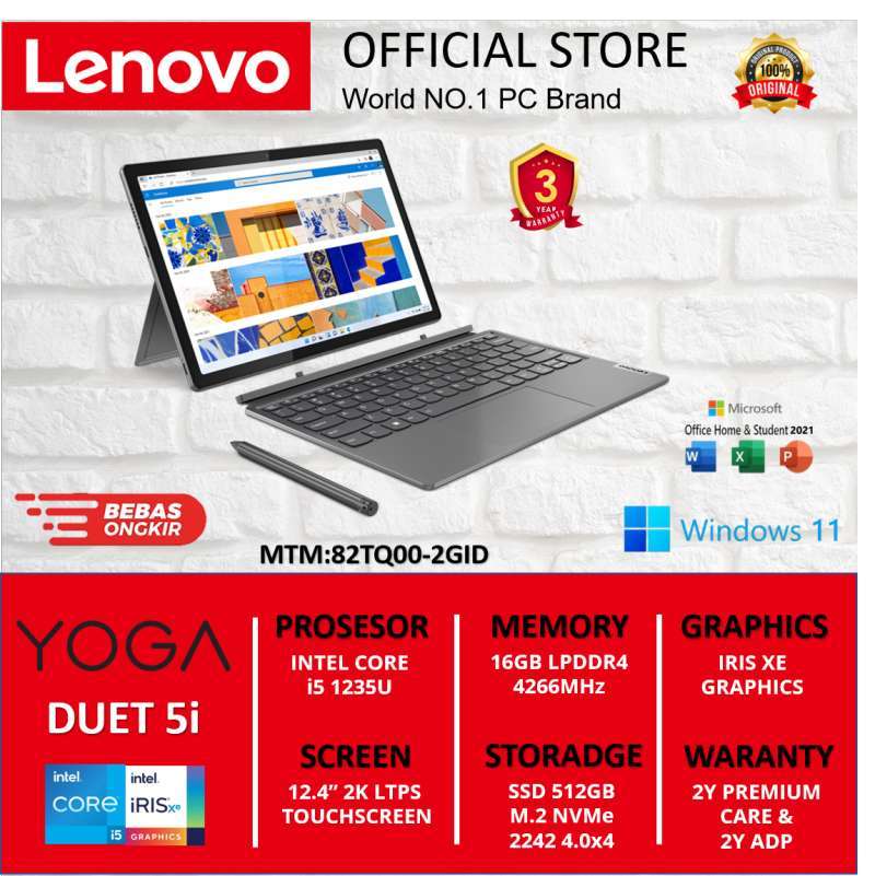 Jual Lenovo Ideapad Duet I Core I U Ram Gb Ssd K Ltps Touch W Ohs Di