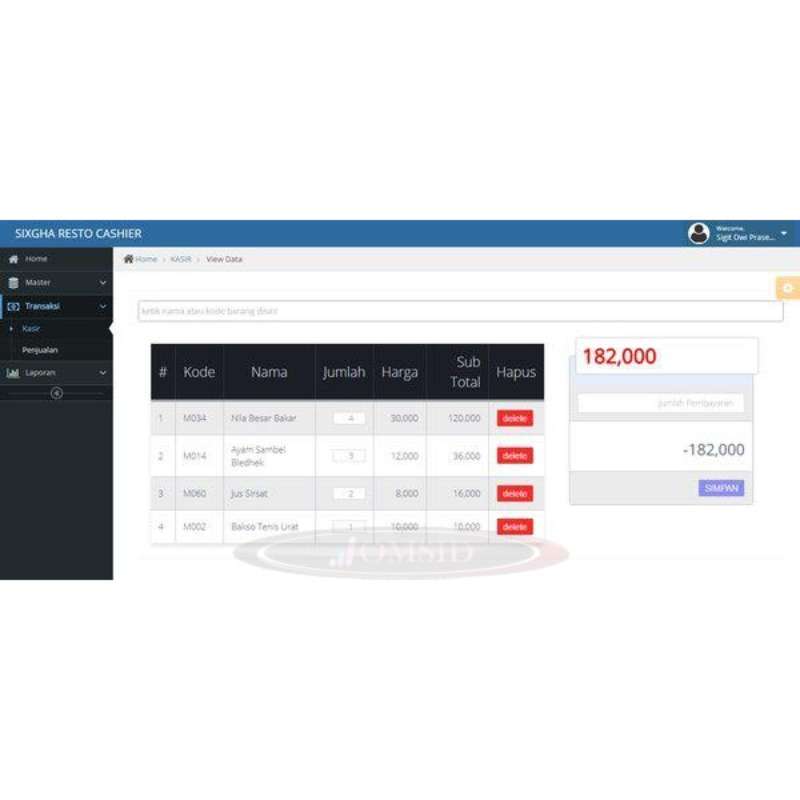 Jual Software Aplikasi Kasir Untuk Restoran Berbasis Web dengan PHP dan MySQL di Seller OMSID ...