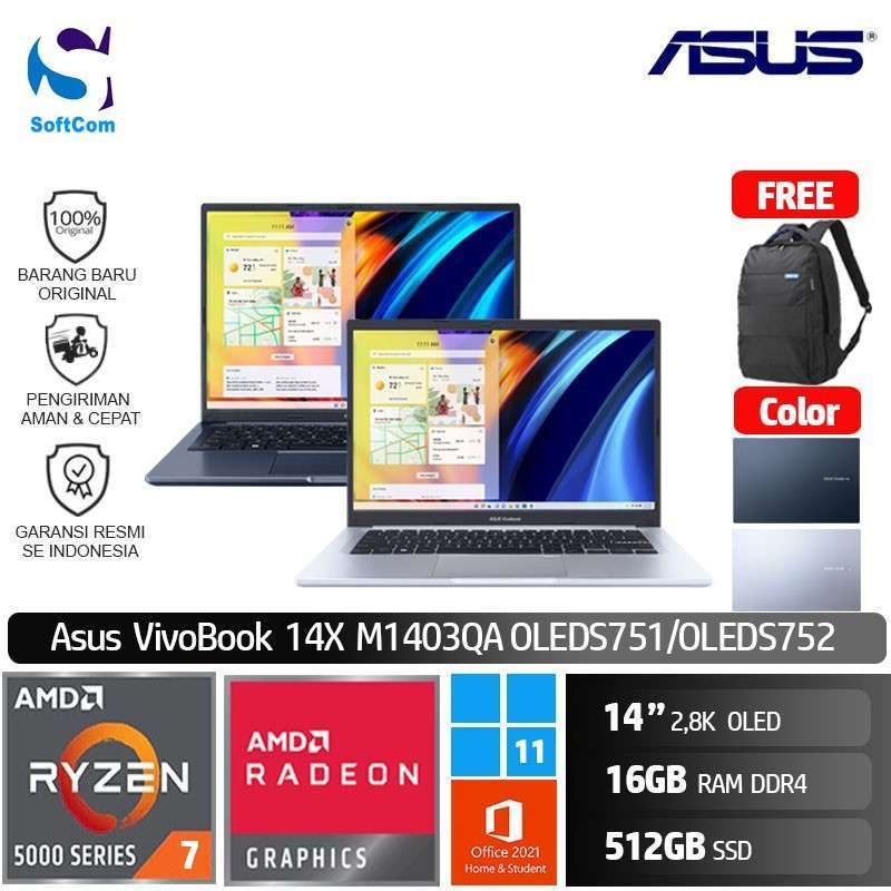 Promo Asus Vivobook 14x M1403qa Oleds751 Oleds752 Notebook [amd Ryzen 7 ...