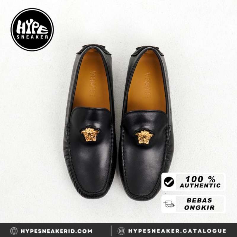 Jual Sepatu VERSACE MEDUSA GOLD BLACK LOAFERS 100%!O(MISSING)RIGINAL ...