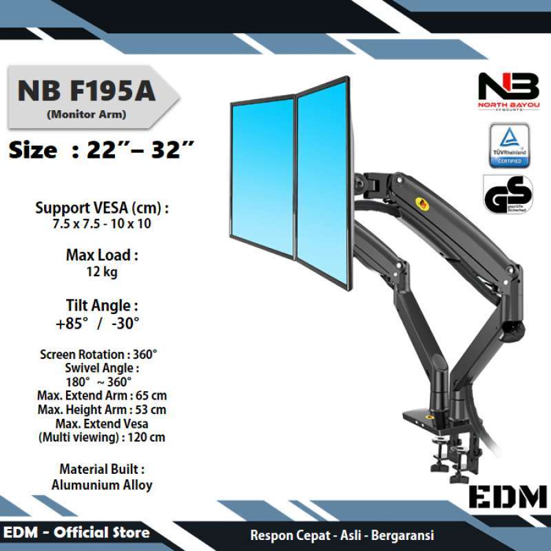 Jual Bracket Monitor 22 - 32 Inch, Ultrawide Dual Arm Monitor Nb F195a ...