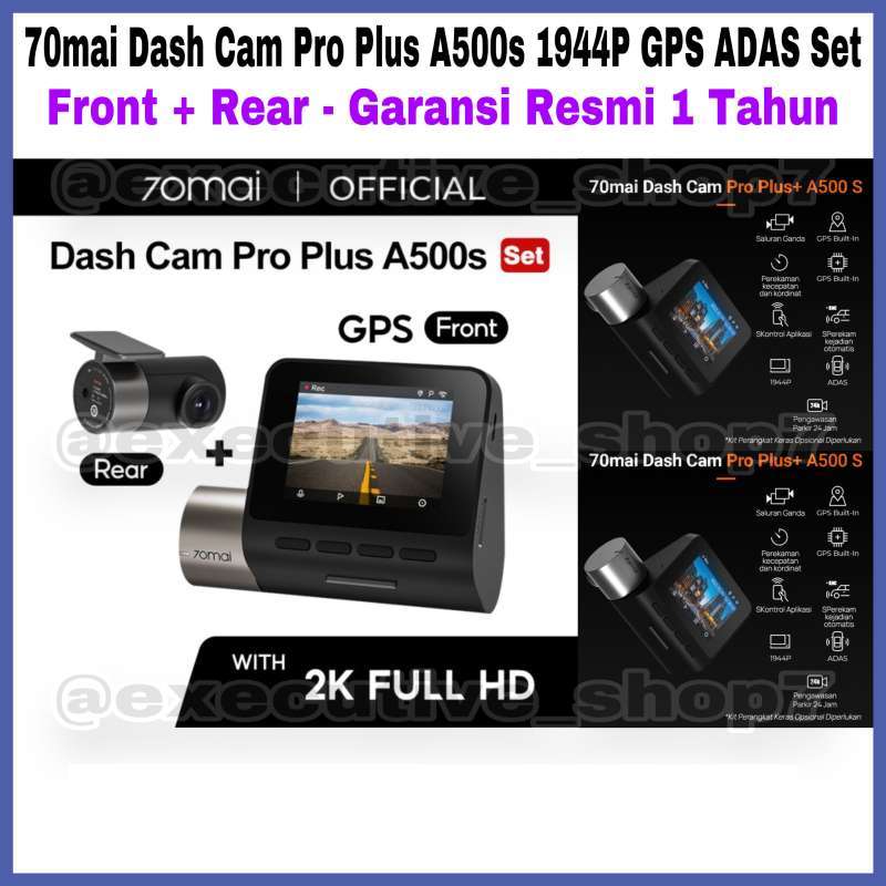 Jual 70mai Dash Cam Pro Plus A500s 1944P GPS ADAS Set - Front + Rear ...