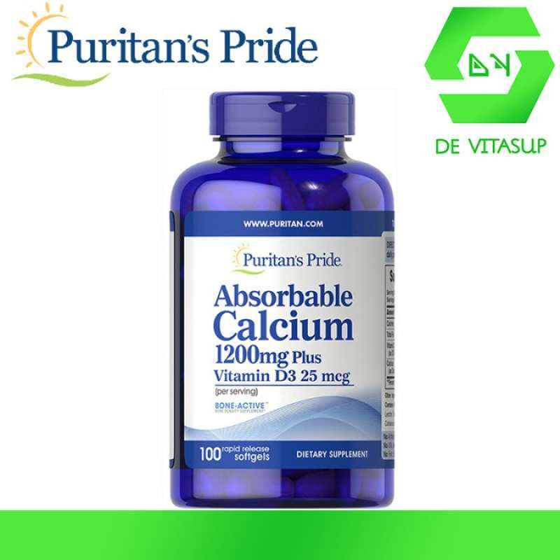 Jual Absorbable Calcium 1200mg Vitamin D3 25mcg 100 Softgel Puritan's ...
