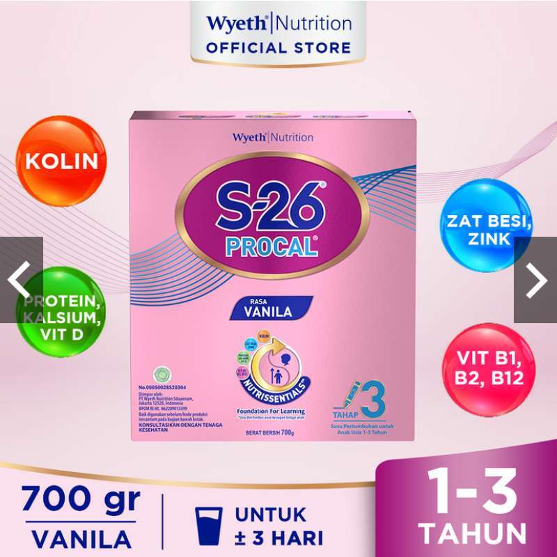 Jual Susu S26 Procal Tahap 3 700gram Rasa Vanilla Usia 1-3 Tahun-box Di ...