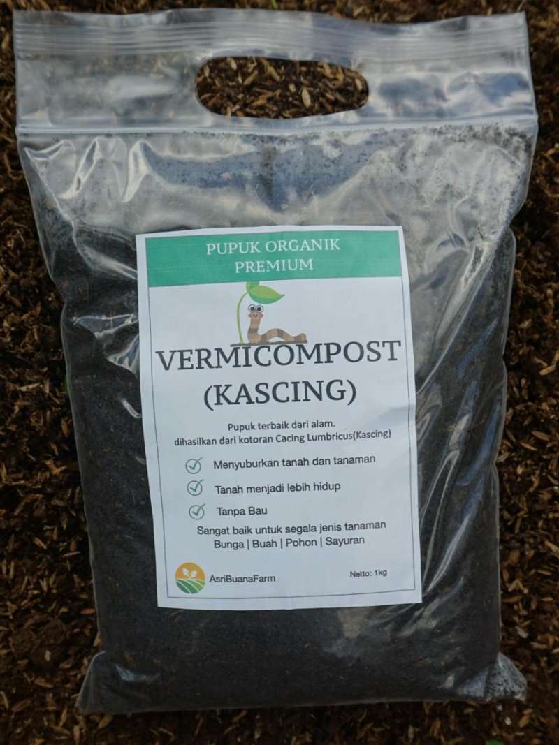 Jual Pupuk Organik Kascing Vermicompost Worm Casting kemasan 1 kg di ...