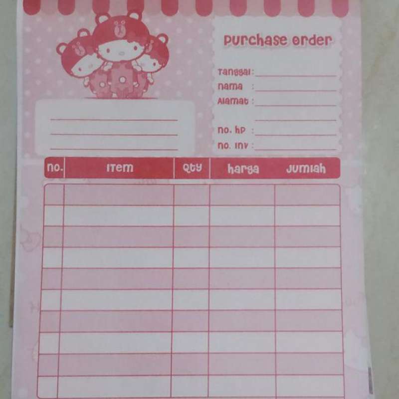 Jual Nota Penjualan/ Nota Olshop / Nota Karakter/ Nota Lucu / Nota ...