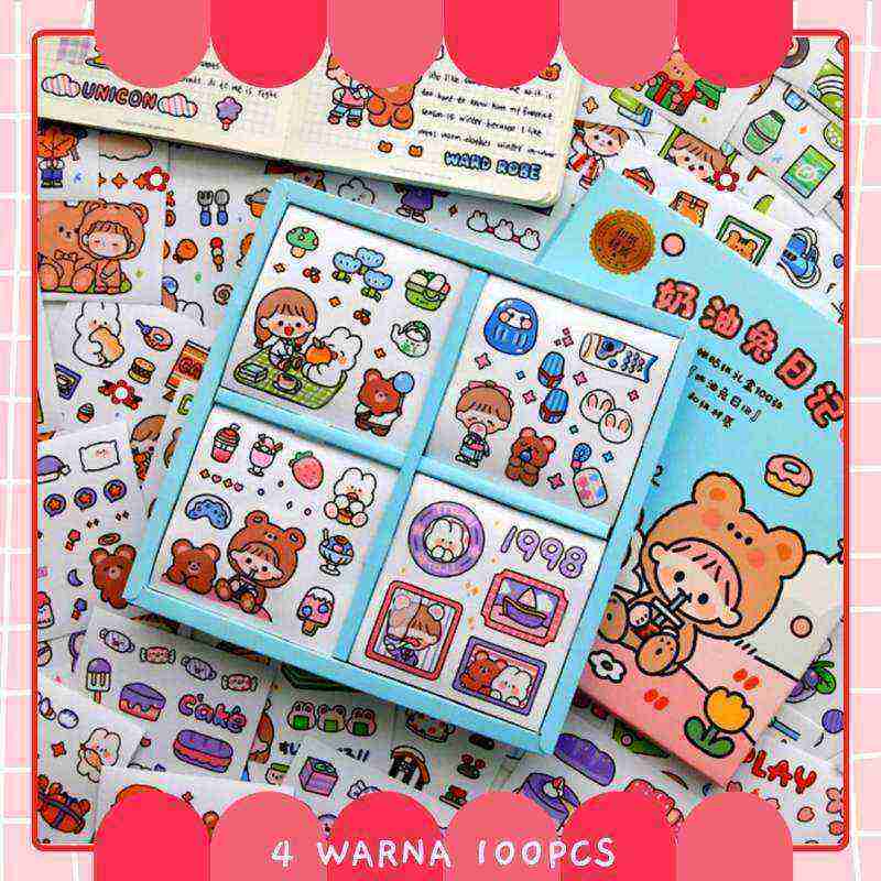 Jual Stiker BOX Tempel 2D Lucu Isi 100 Lembar Cute Aesthetic Sticker ...