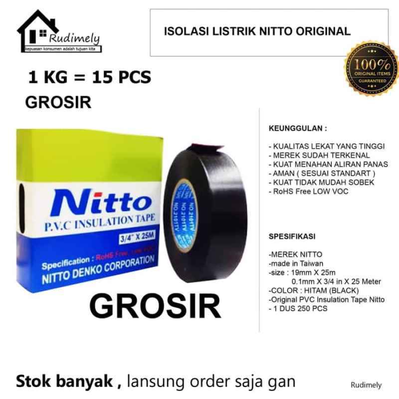 Jual GROSIR ISOLASI NITO/ISOLASI NITTO/ISOLASI LISTRIK HITAM NITTO ...