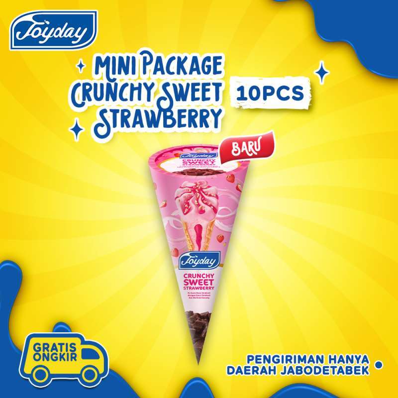 Jual Joyday Ice Cream Mini Package Crunchy Sweet Strawberry - Isi 10 ...
