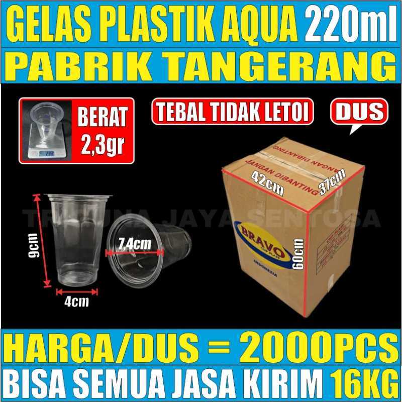 Jual Gelas Plastik Bening Aqua 220ml Cup Gelas Kopi Tahan Panas Per Dus ...