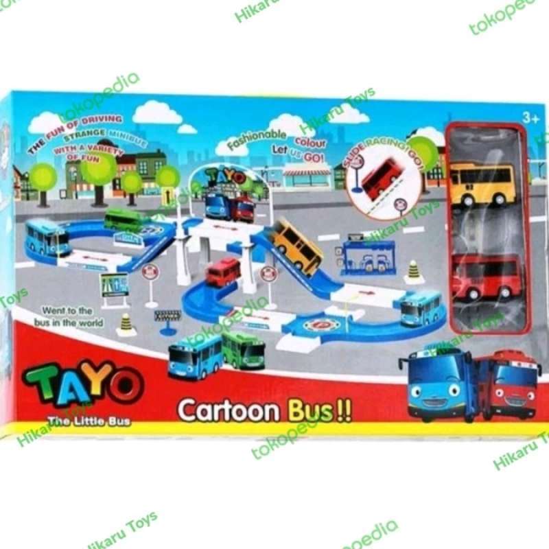 Promo Mainan Anak Bus Tayo Cartoon Track Parking Tayo The Little Bus Diskon 23% di Seller Marci ...