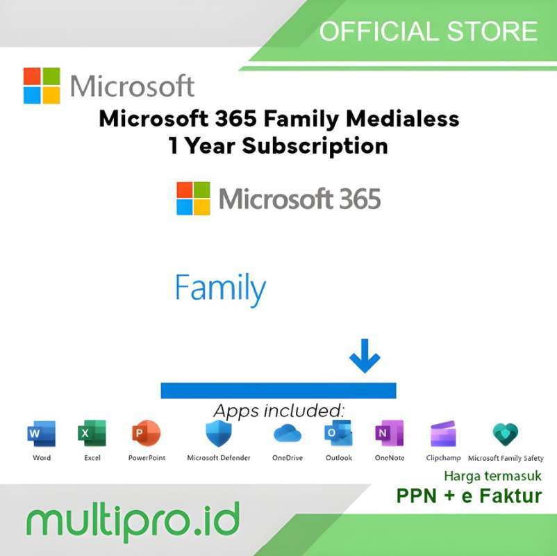 Jual Microsoft 365 Family 1 Year Subscription Medialess 6gq-00083 Di ...