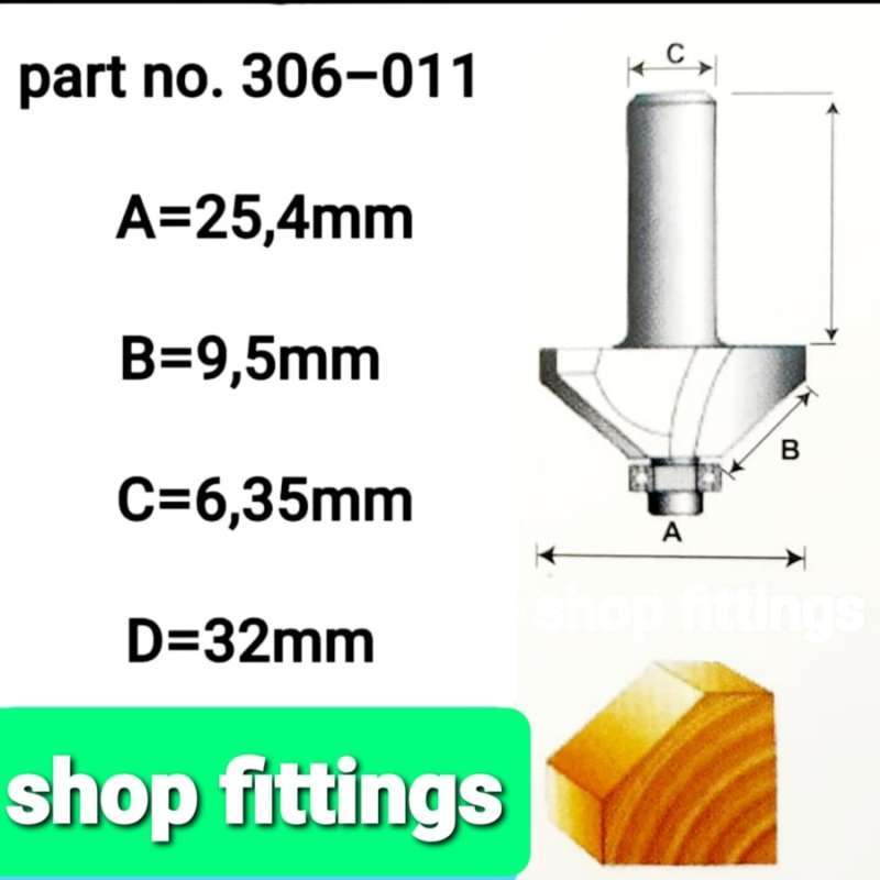 Jual Mata Router Profil Siku 45° Chamfer Bit 10mm Potong Miring ...