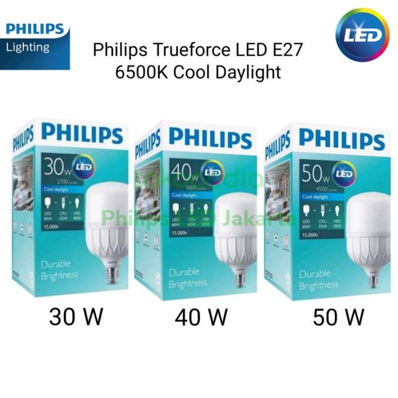 Promo Lampu Philips Led Tforce 30W 40W 50W Watt E27 6500K Cool Daylight ...