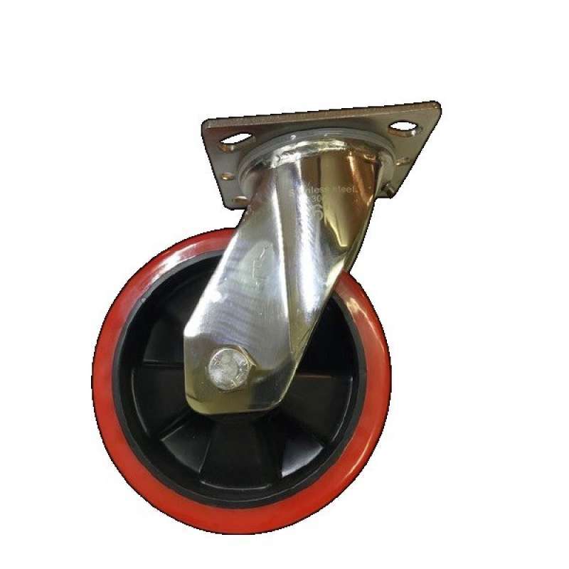 Jual Roda Troli Troly Stainless Steel Pu Merah 6 Inch Hidup Swivel ...