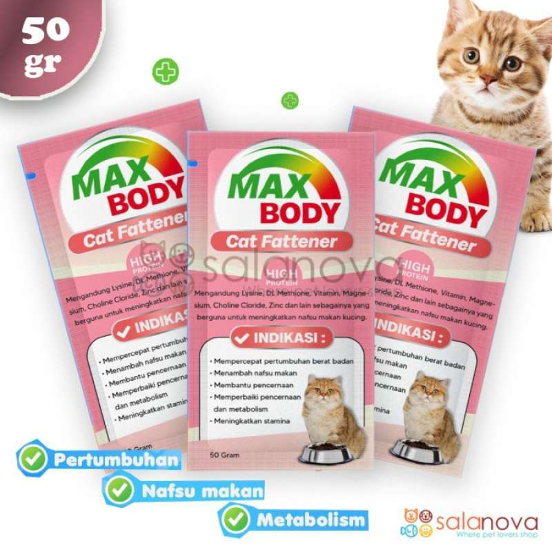 Promo Max Body 50gr Vitamin Suplemen Pengemuk Kucing Diskon 17% di ...